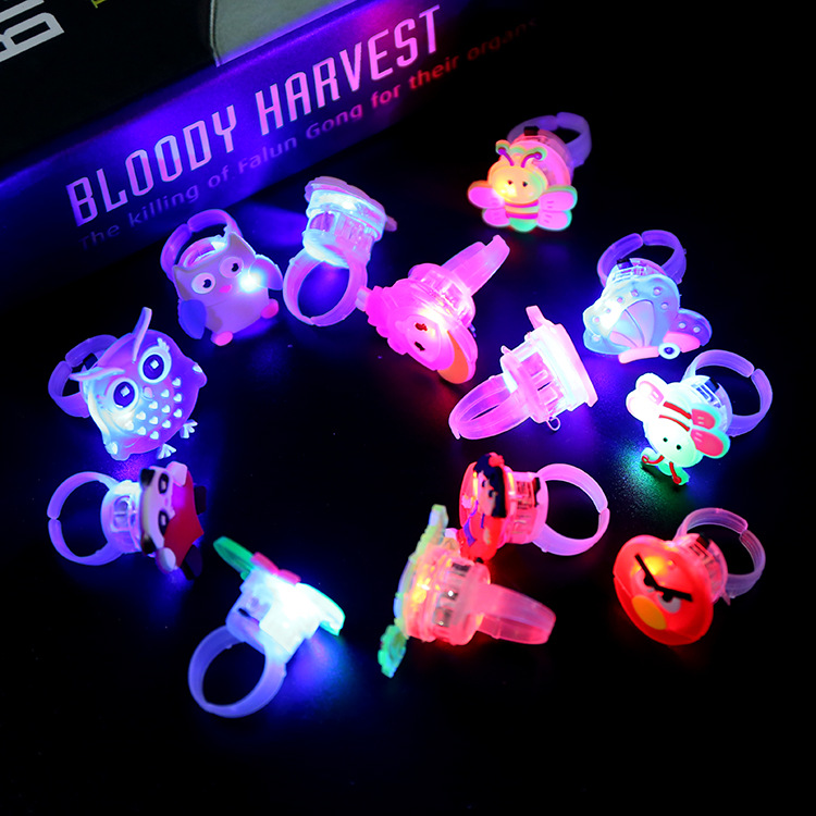 10pcs/lot Cute Kids Child LED Light Up Flashing Finger Rings Glow Party ...
