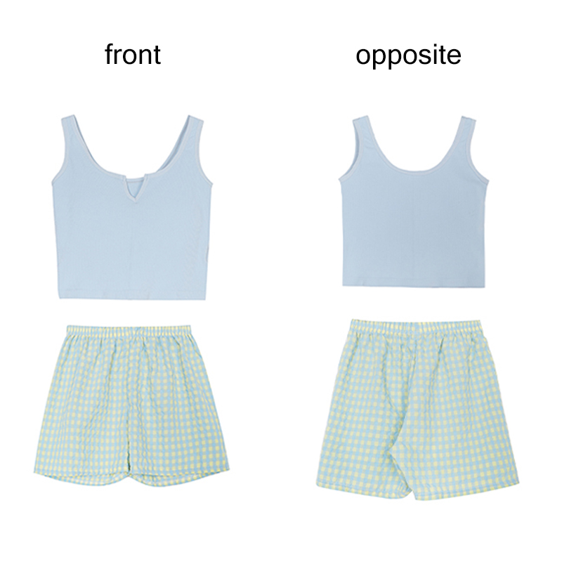 TINA Two-piece Set Floral Elastic Waist Pajama Vest With Padded Chest ...