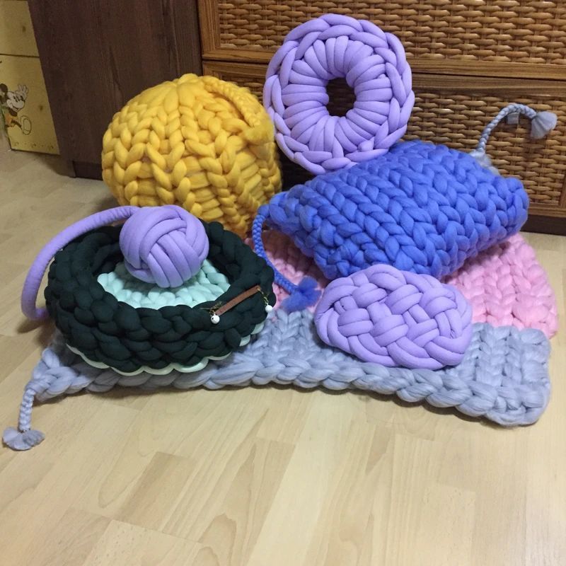 500g 3cm Chunky Tube Yarn Hand Knitting Iceland Wool Yarn Chunky Cotton ...