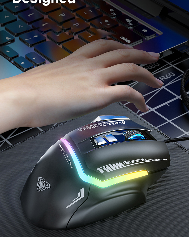 AULA S12Pro Wired Esports Game Mouse RGB Backlight Effect Customized ...