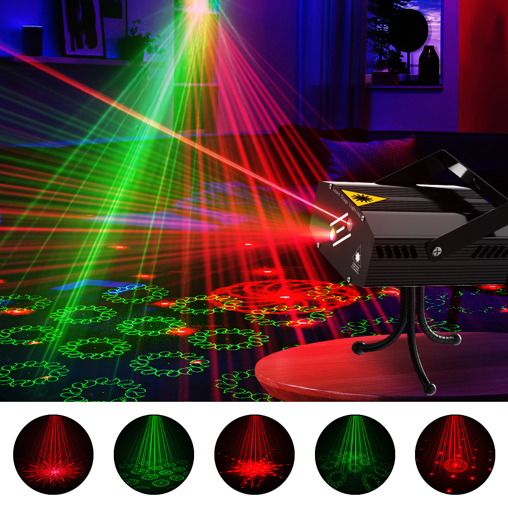Mini Party Laser Projector Light - 32 Patterns DJ Disco Strobe with RGB ...