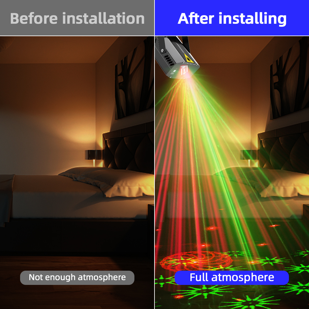 Mini Party Laser Projector Light - 32 Pattern DJ Disco Strobe with RGB ...