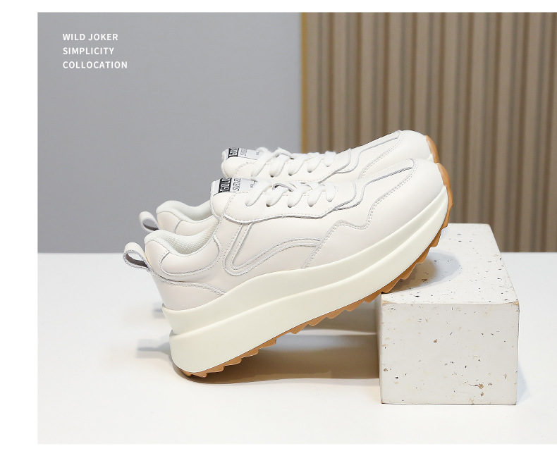 【YR】white shoes for women genuine leather breathable with increased 5cm ...