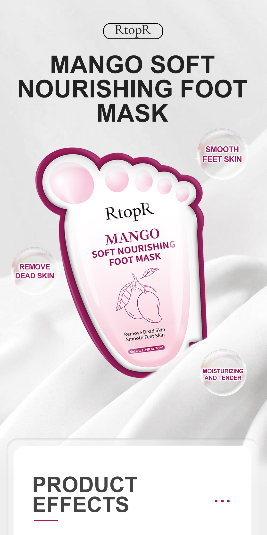 RtopR FDA Mango Exfoliating Foot Peel Mask Whitening Moisturizing ...