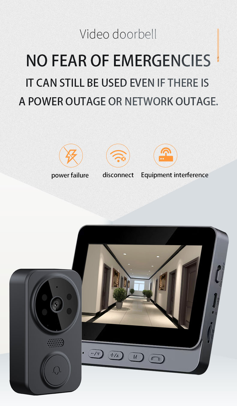 Wireless doorbell with camera and intercom Video Doorbell with screen ...