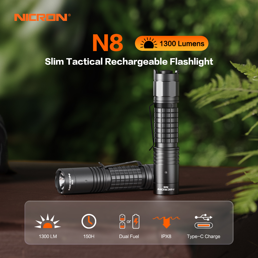 Nicron Flashlight N8/C3 1300/1000Lumen IPX8 Waterproof Led Torch For ...