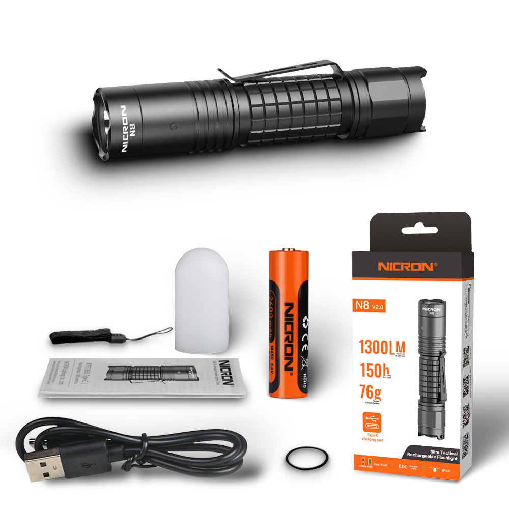 Nicron Flashlight N8/C3 1300/1000Lumen IPX8 Waterproof Led Torch For ...