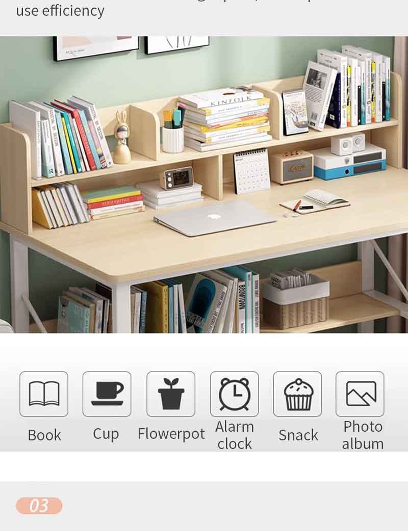 Desk Study Table Computer Table with Bookshelf office table Bookcase 80 ...