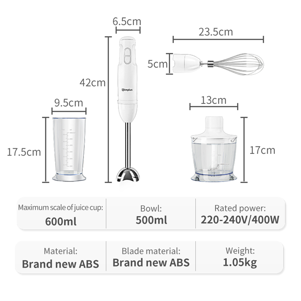 Simplus 4 in 1 Hand Mixer Blender Immersion Blender Food Processor ...