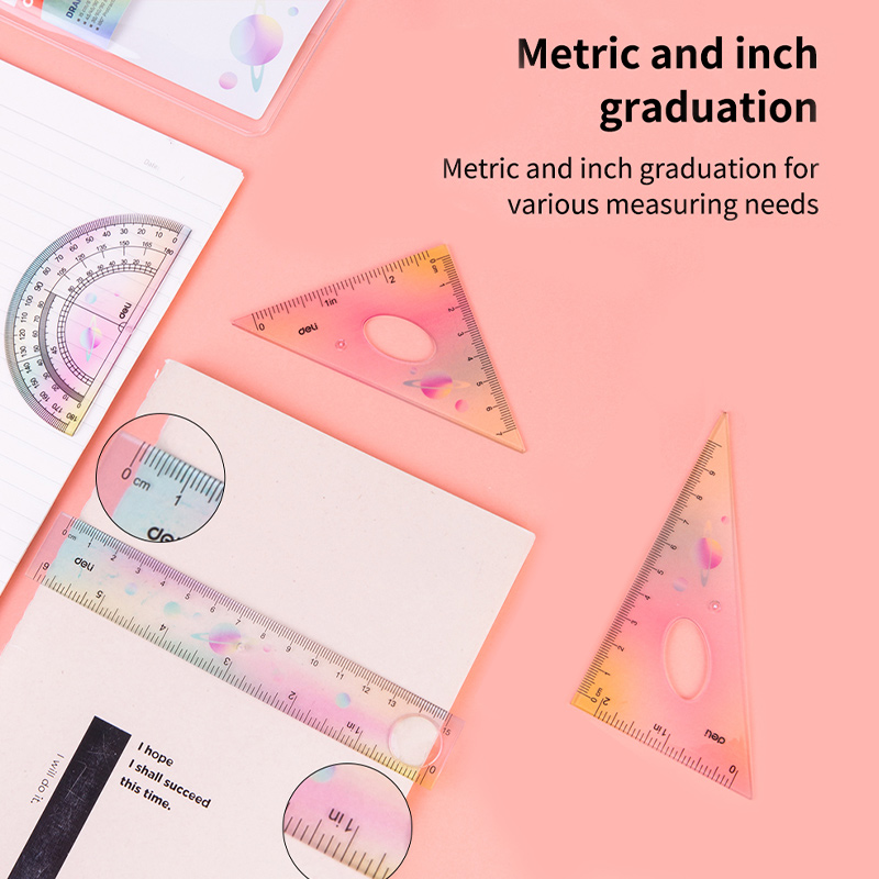 Deli EH652 Drafting Ruler Set Small Assorted Colors 4 Pcs | Shopee ...