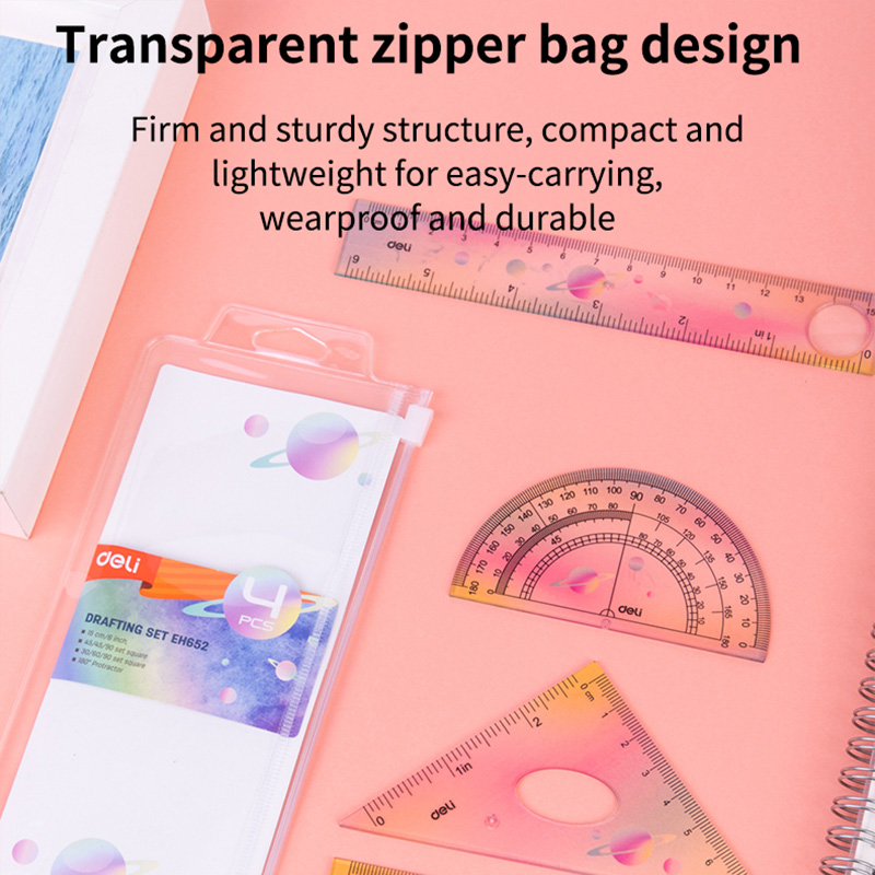 Deli EH652 Drafting Ruler Set Small Assorted Colors 4 Pcs | Shopee ...