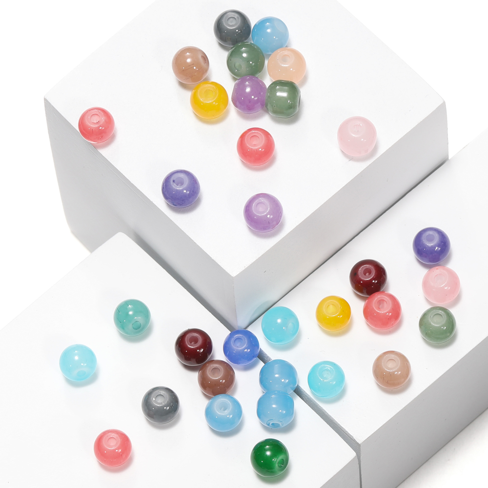 St.kunkka 30Pcs High Quality 6mm Imitation Jade Glass Beads Loose Space ...