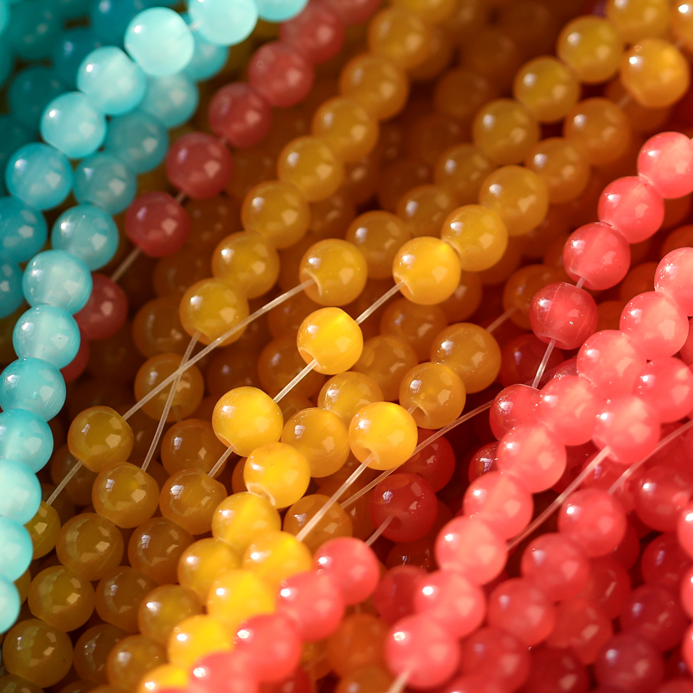 St.kunkka 30Pcs High Quality 6mm Imitation Jade Glass Beads Loose Space ...