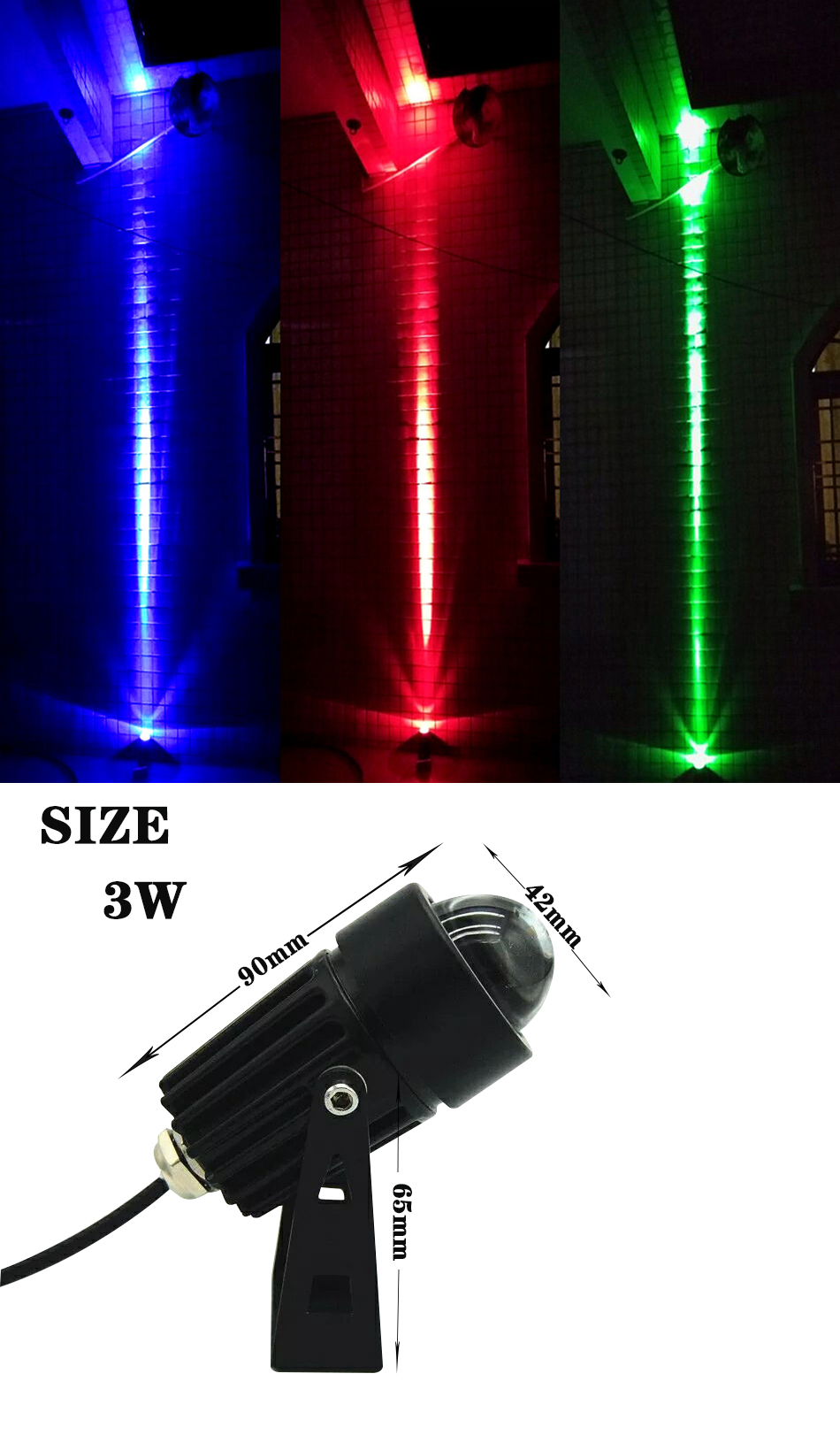 Outdoor Spotlight Narrow Beam LED Lawn Light 3W Wall Washer Waterproof ...