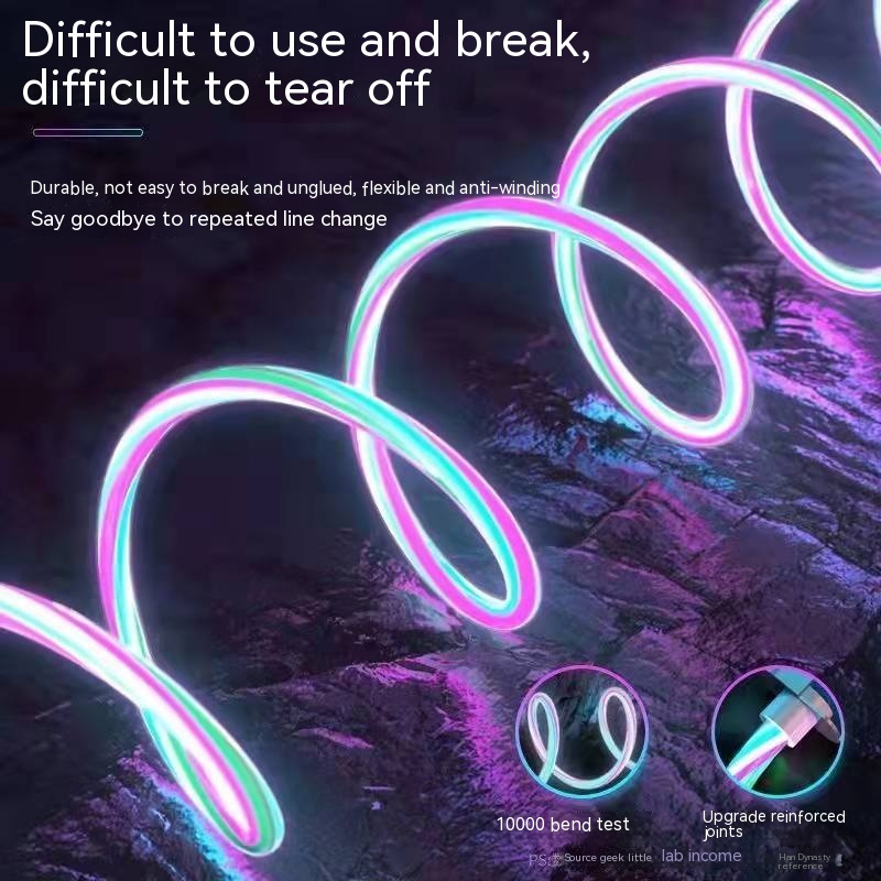 2 In 1 Streamer Light USB Cable LED Flowing Light Fast Charger Cable ...
