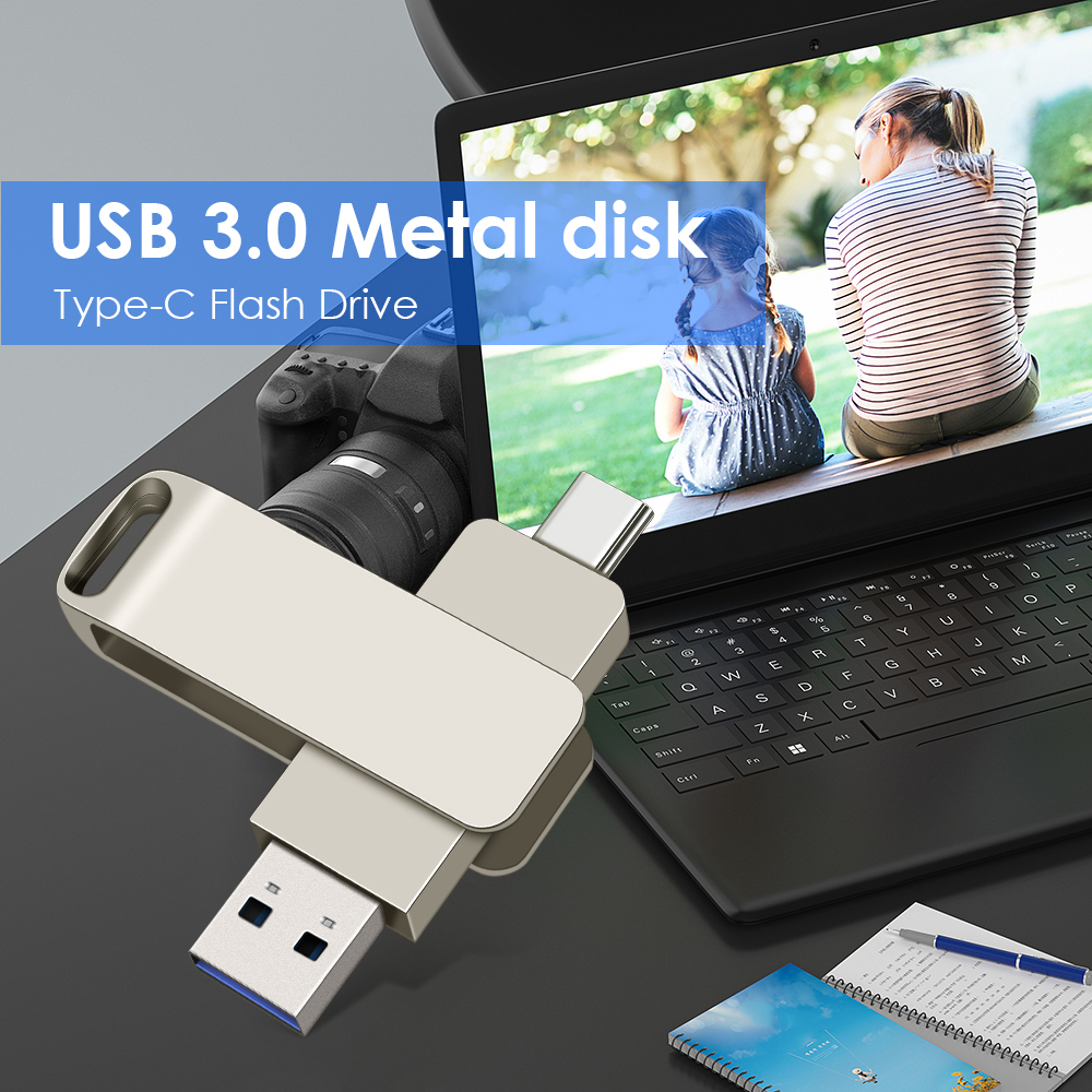 2 in 1 Pen Drive 64GB 128GB Type C USB 3.0 Flash Drive External 256GB ...