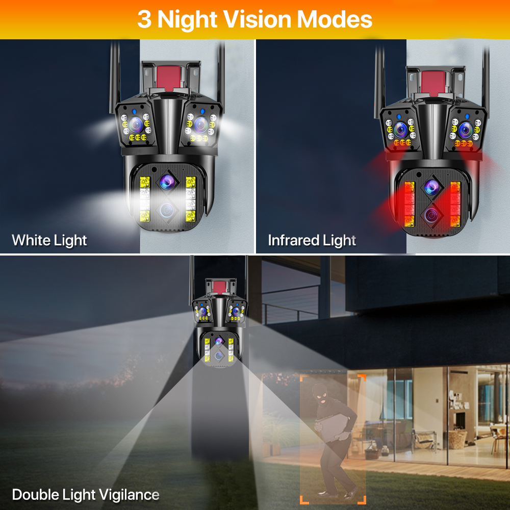 LLSEE 20MP 10K 5-lens CCTV wireless outdoor 360 PTZ 20X optical zoom CCTV WIFI camera ...