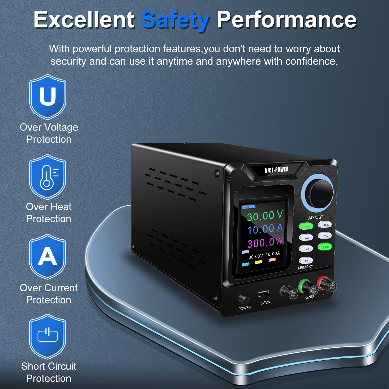 NICE-POWER DC Power Supply Variable, 30V 10A Adjustable Regulated Lab ...