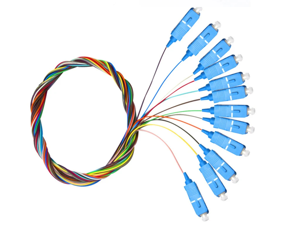 JT-COM Fiber Optic Pigtail LC-UPC (Blue) Single Mode 12 core (9/125) 1M ...