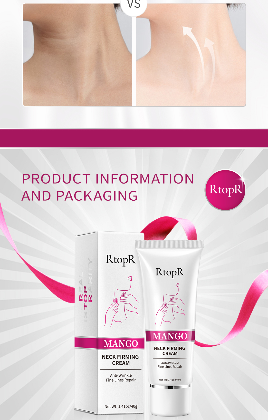 RtopR Mango Neck Firming Cream with Hyaluronic Acid for Reducing Neck ...