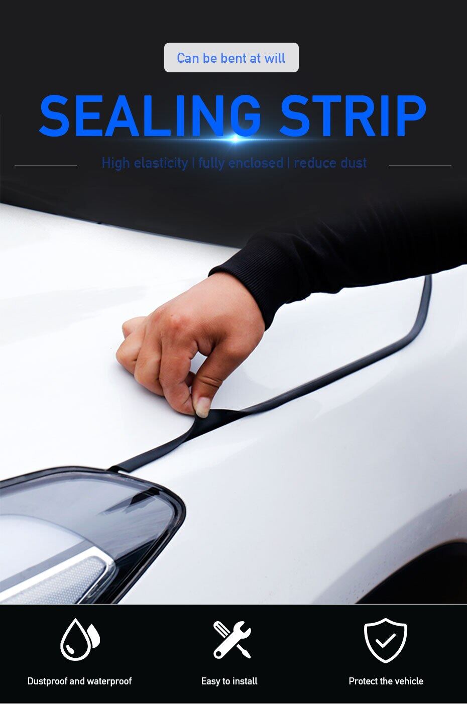 Waterproof Car Hood Edge Protector Rubber Seal Strip Universal 4 Meters ...