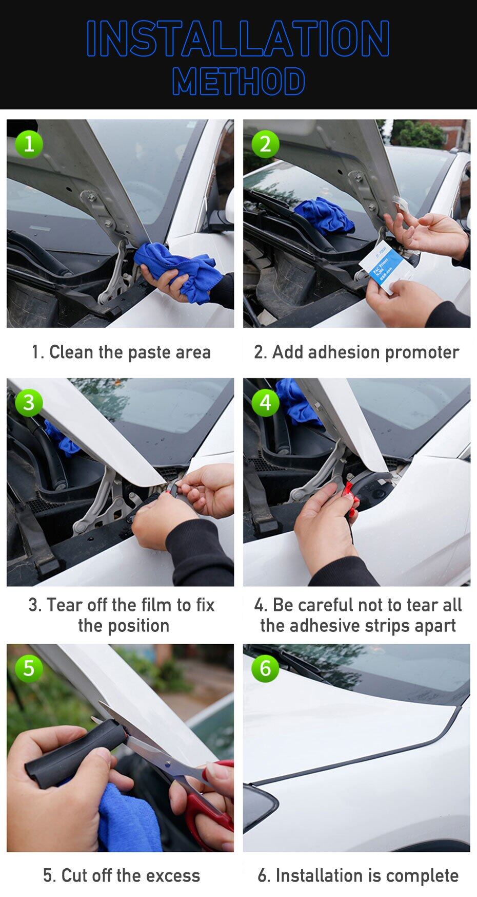 Waterproof Car Hood Edge Protector Rubber Seal Strip Universal 4 Meters ...