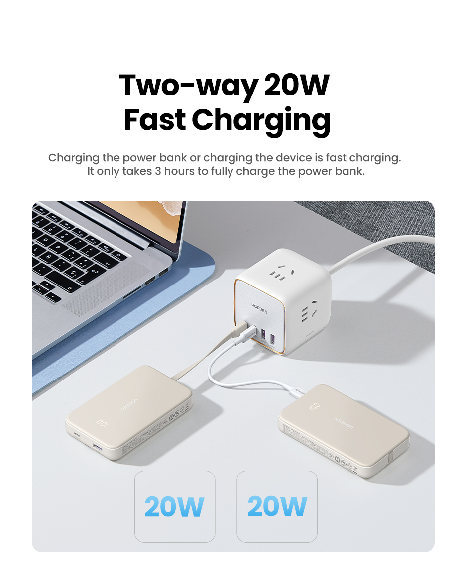 UGREEN 22.5W Power Bank 10000mAh Fast Charge Type C Cable PowerBank for ...