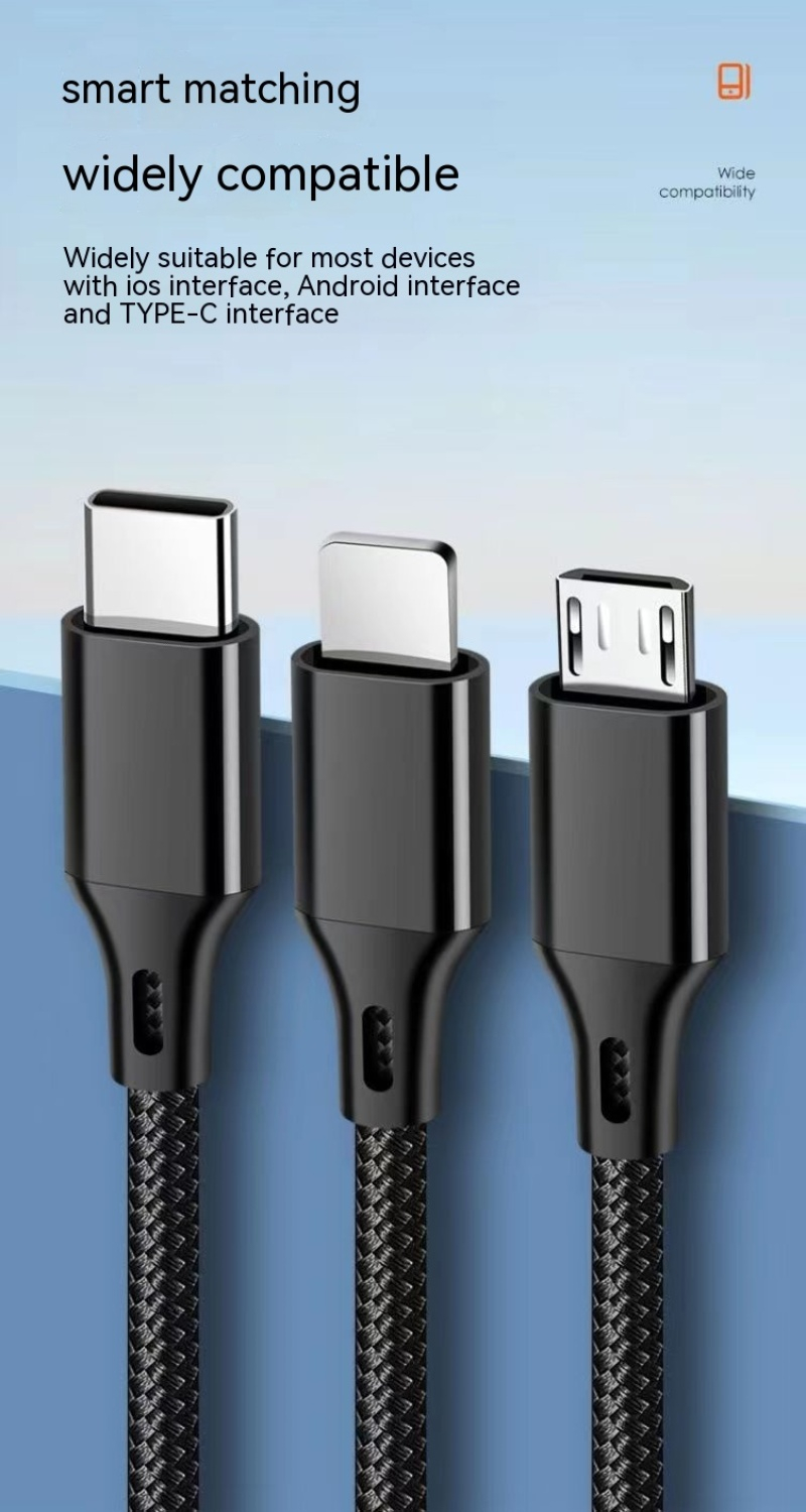 4 In 1 Super Fast Charging Cable 1.5M 66W braid Data Line 6A USB A To ...