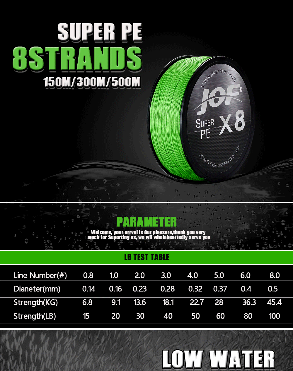 JOF X8 300M 150M Super PE Braid Fishing Line 8 Strands Braided Fishing ...