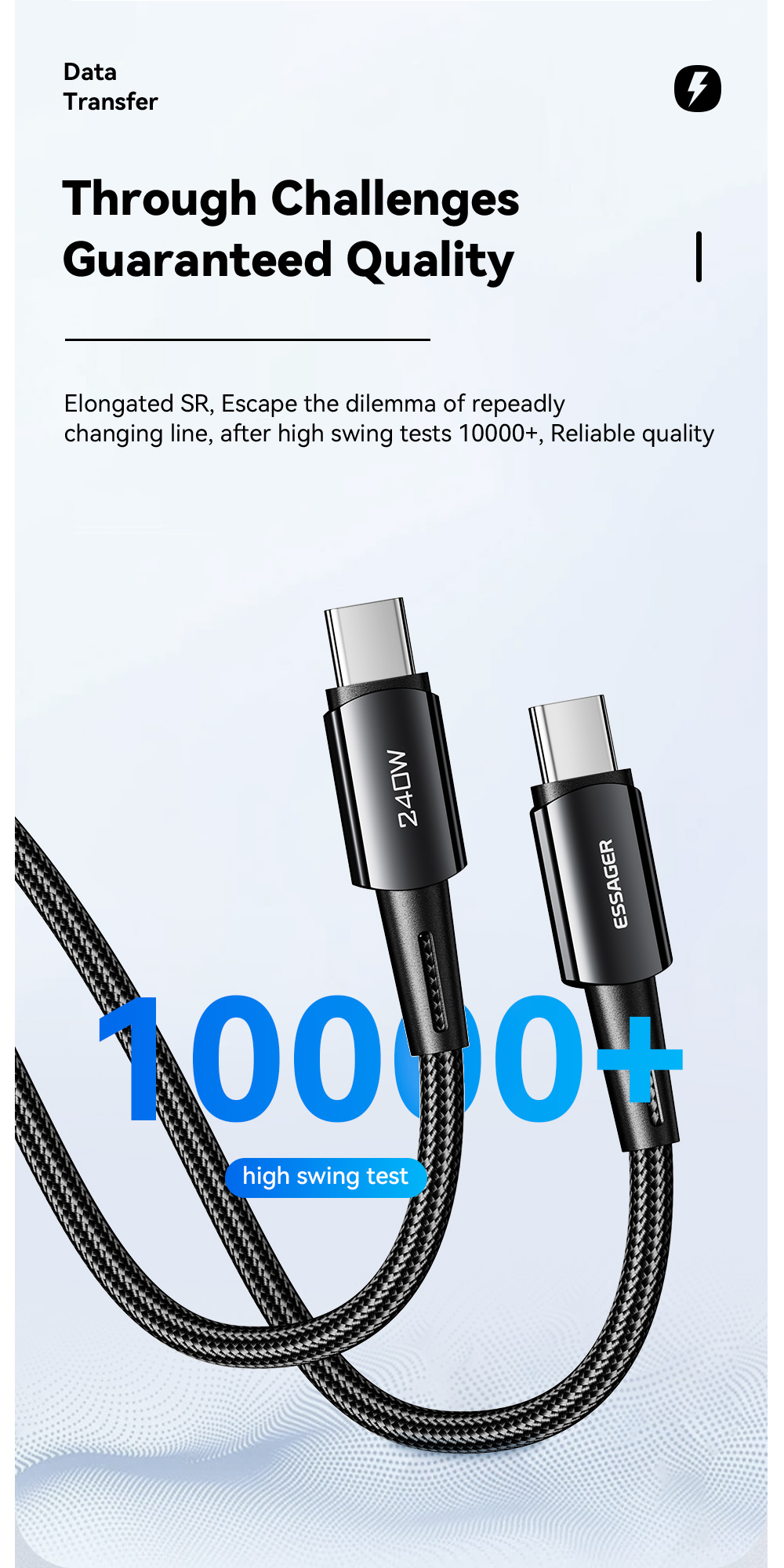 Essager 240W Super Fast Charge Type-C 67W Cable Quick Charge USB Cable 6A For Xiaomi 12Pro Redmi ...
