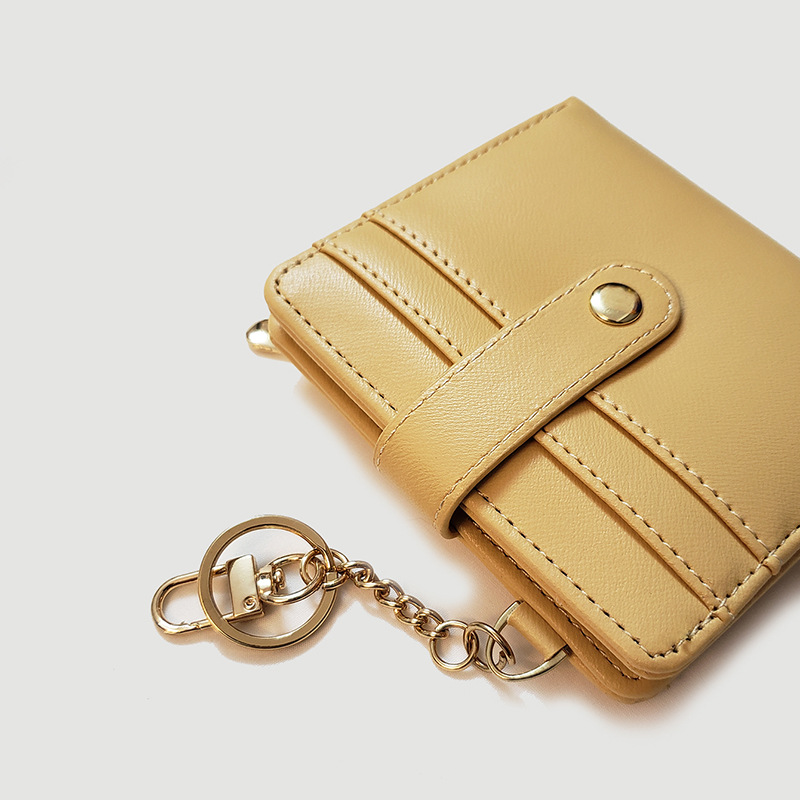 Women's Short Wallet with Key Chain Three Fold Small Card Holder Coin ...