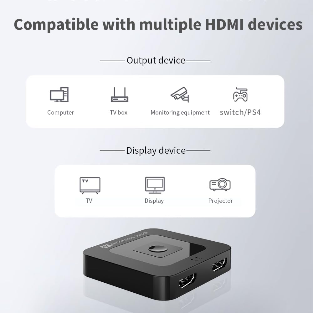 HDMI compatible Switcher 4K 8K 60Hz Bi-Direction HD2.1 Splitter Switch ...