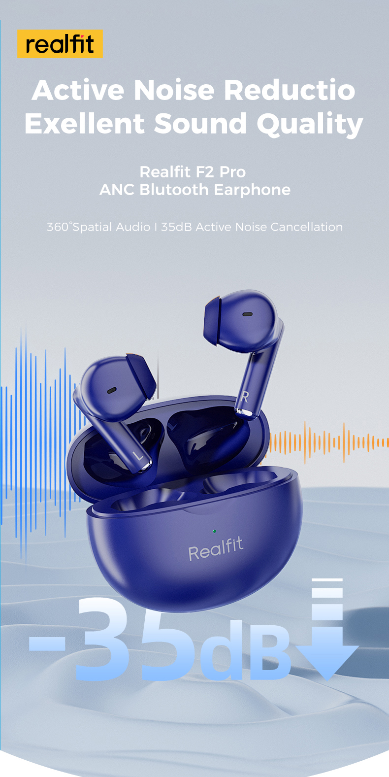 Realfit F2 Pro Bluetooth Earphone ANC Active Noice Cancellation ...