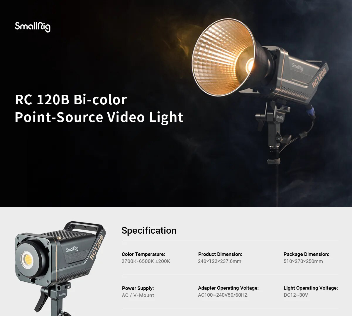 Smallrig RC 120 / 220 120W 220W Photography Video, Fixed COB Video ...