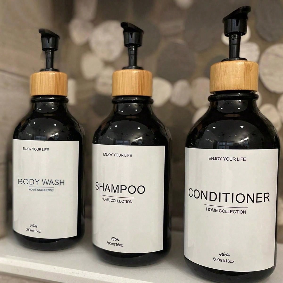 3pcs 500ml Shampoo Dispenser Set Lotion with Label for Bathroom Shampoo ...