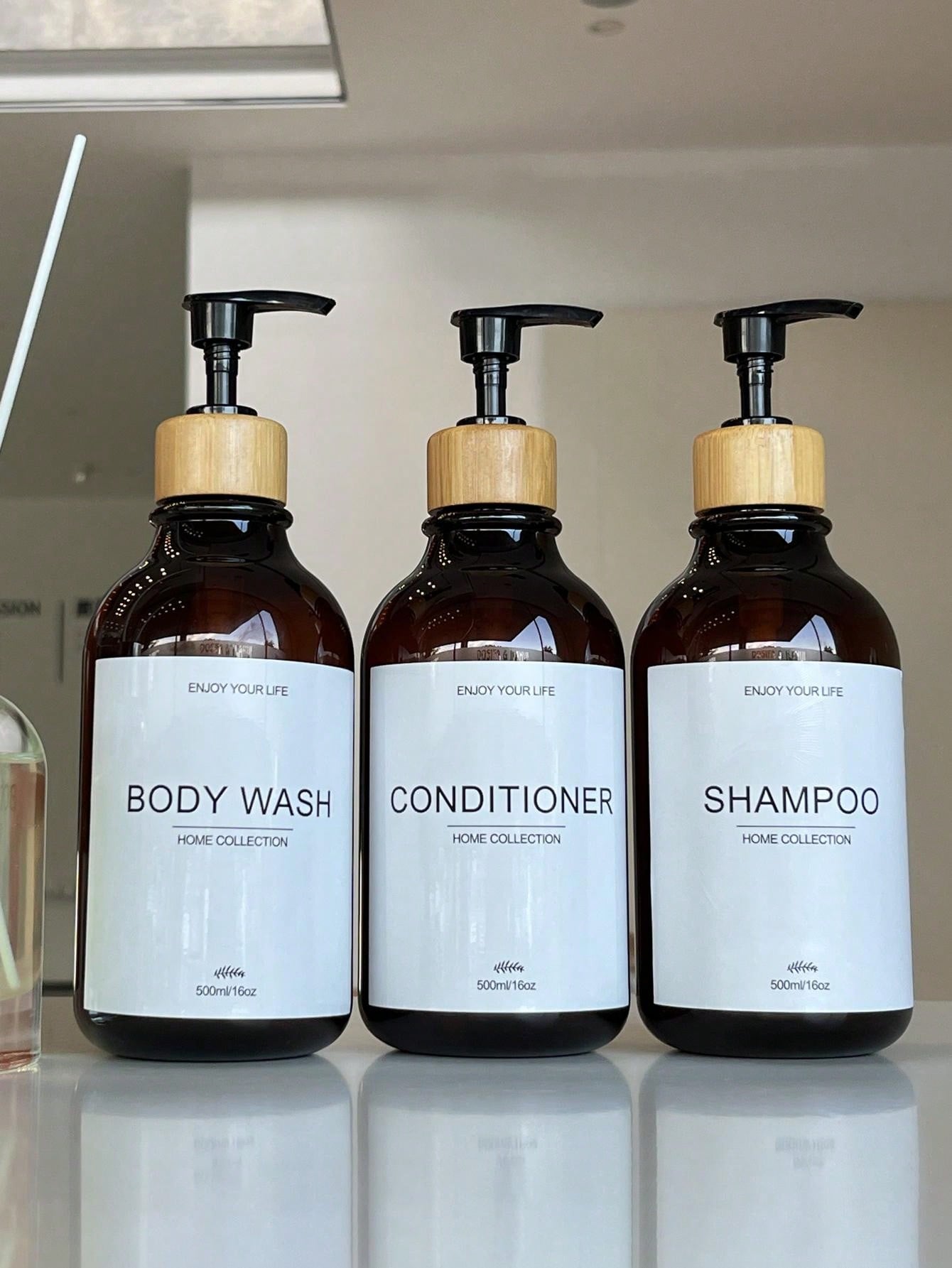 3pcs 500ml Shampoo Dispenser Set Lotion with Label for Bathroom Shampoo ...