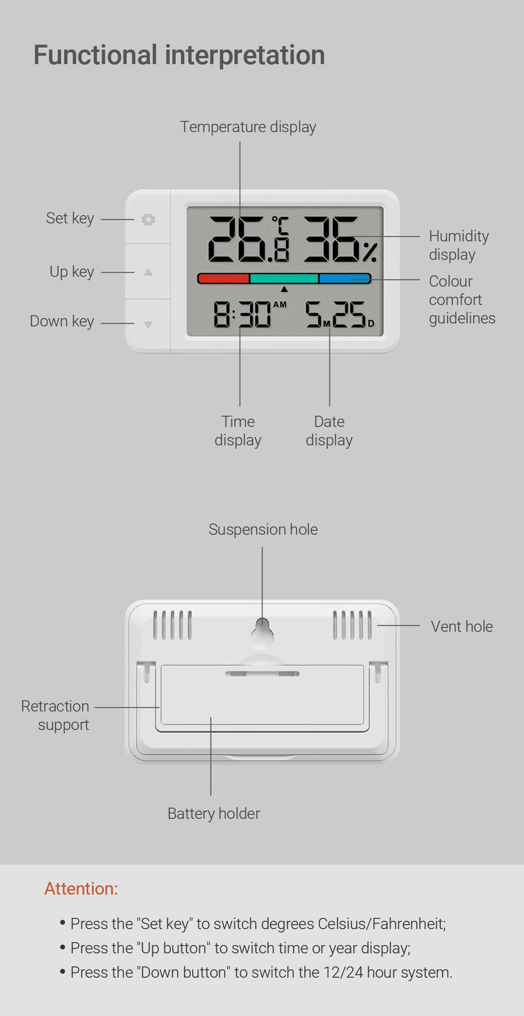 Miaomiaoce Huipin Temperature And Humidity Meter Mini Version High ...