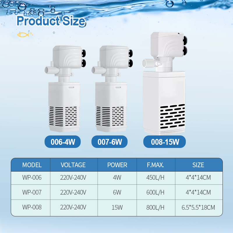 5W 3-in-1 Fish Tank Filter Portable Silent Aquarium Internal Filter ...