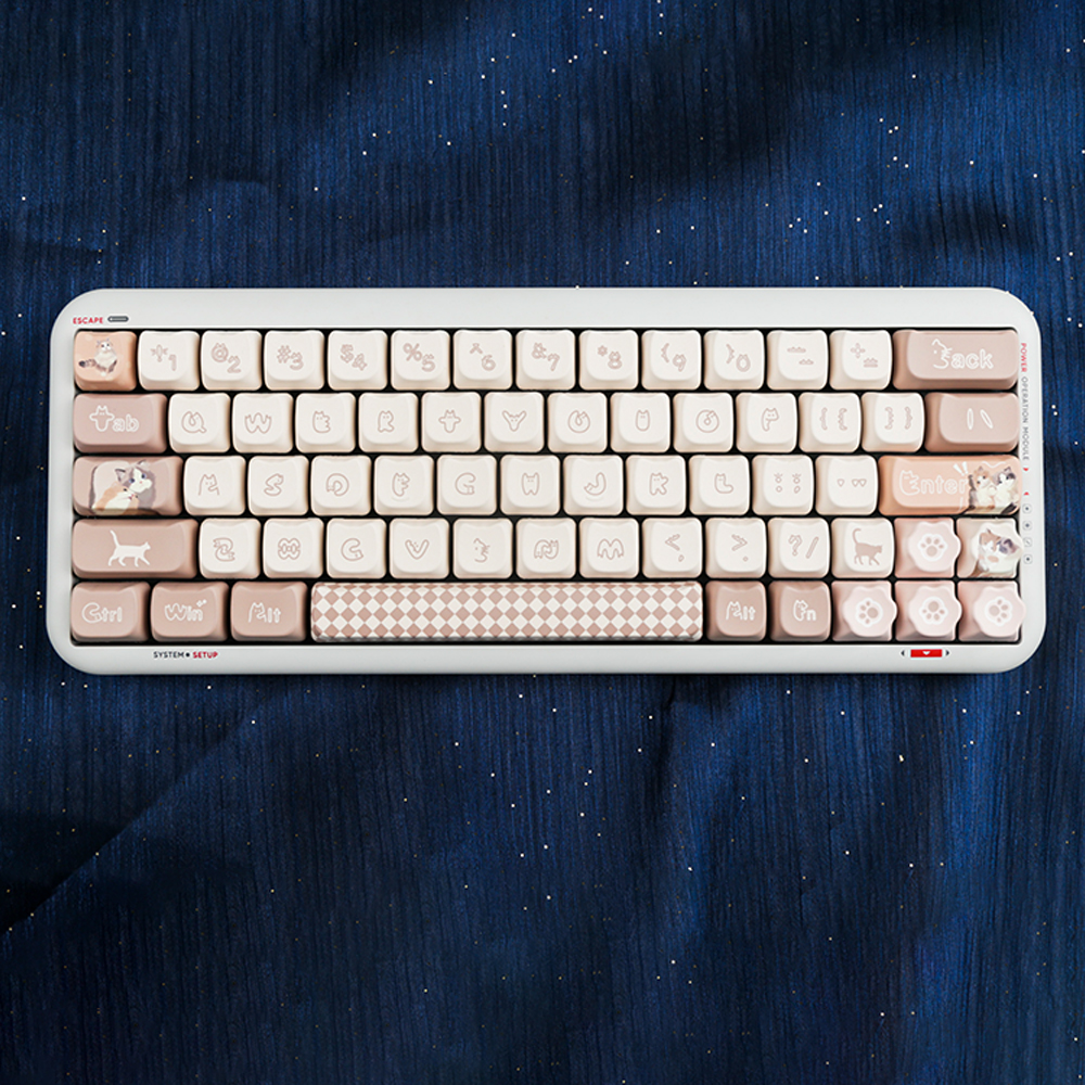 PBT Cat Ear Shape Keycaps 144Keys/Set MAO Profile Full Key Five-sided ...