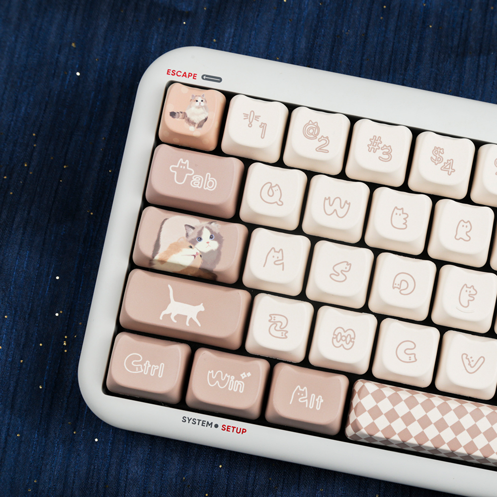 PBT Cat Ear Shape Keycaps 144Keys/Set MAO Profile Full Key Five-sided ...