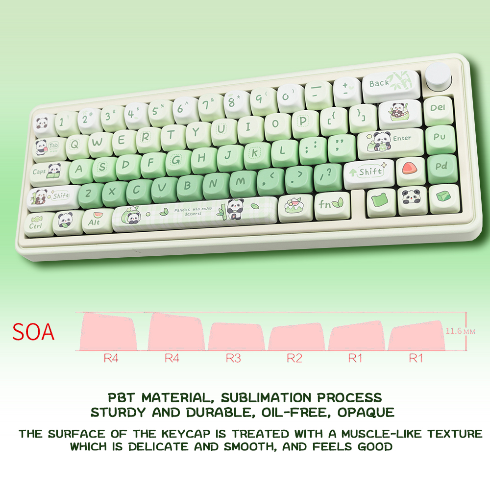 PBT Cat Ear Shape Keycaps 144Keys/Set MAO Profile Full Key Five-sided ...