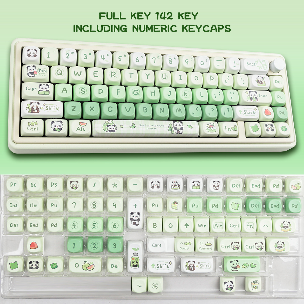 PBT Cat Ear Shape Keycaps 144Keys/Set MAO Profile Full Key Five-sided ...