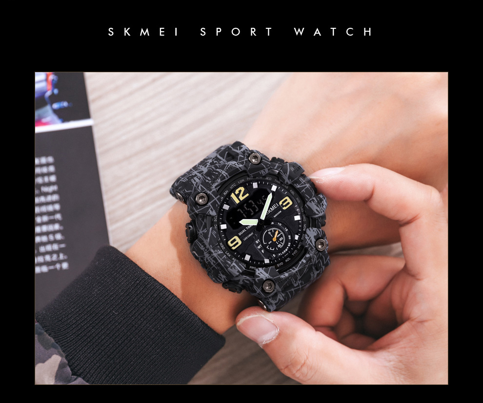 SKMEI 1637 shockproof Military Vintage Waterproof Sport LED Digital Quartz Men Watch | Shopee ...