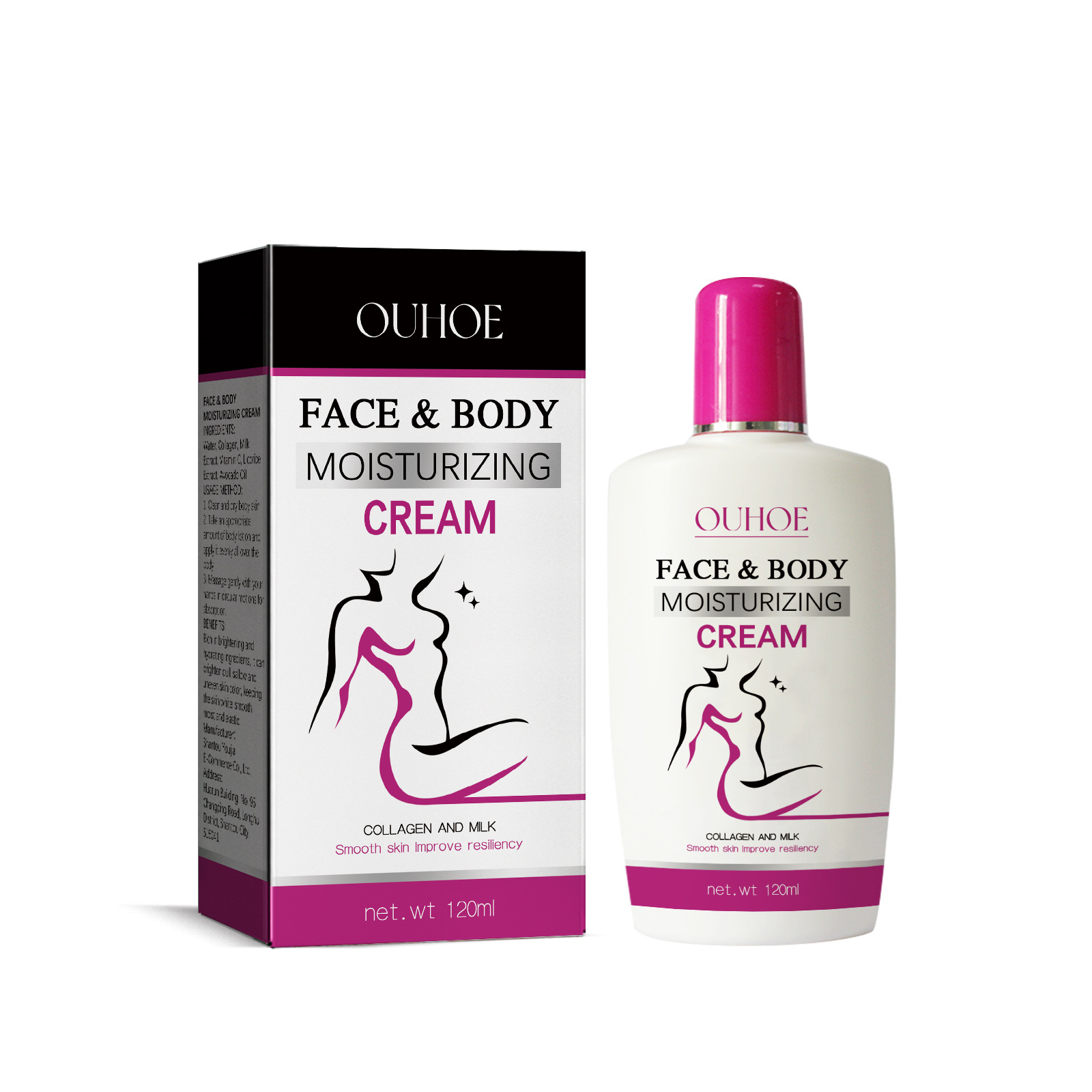 OUHOE Face&Body Moisturizing Cream 120ml Collagen Milk Whitening Cream ...