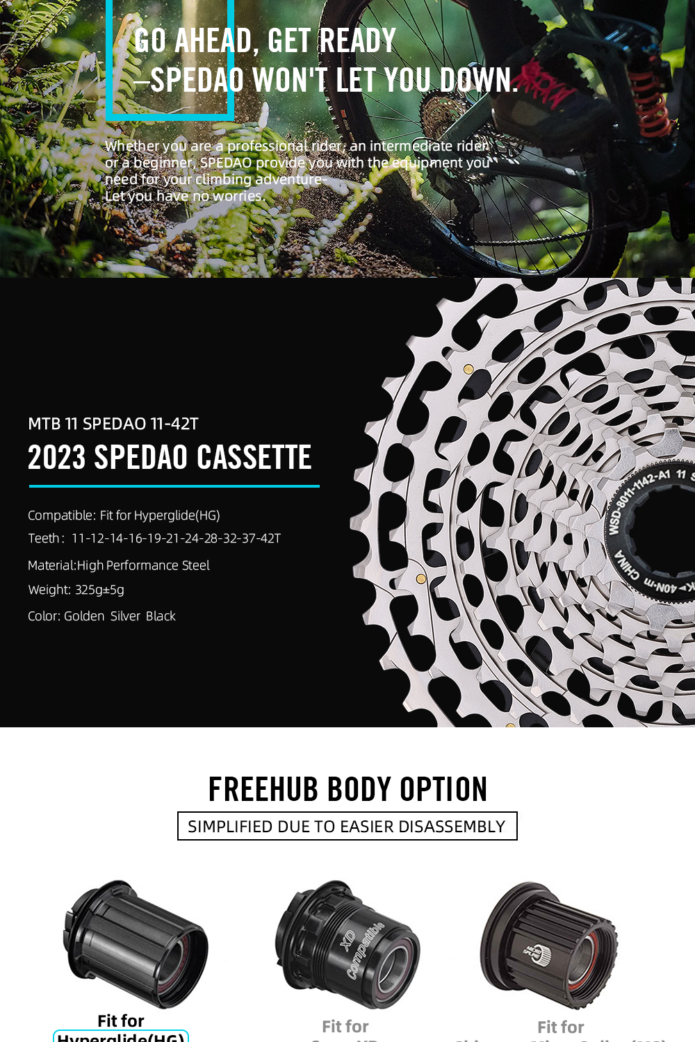 SPEDAO 11s 11-42T 11 speed Cogs MTB Bicycle Cassette Cogs STEEL CNC ...