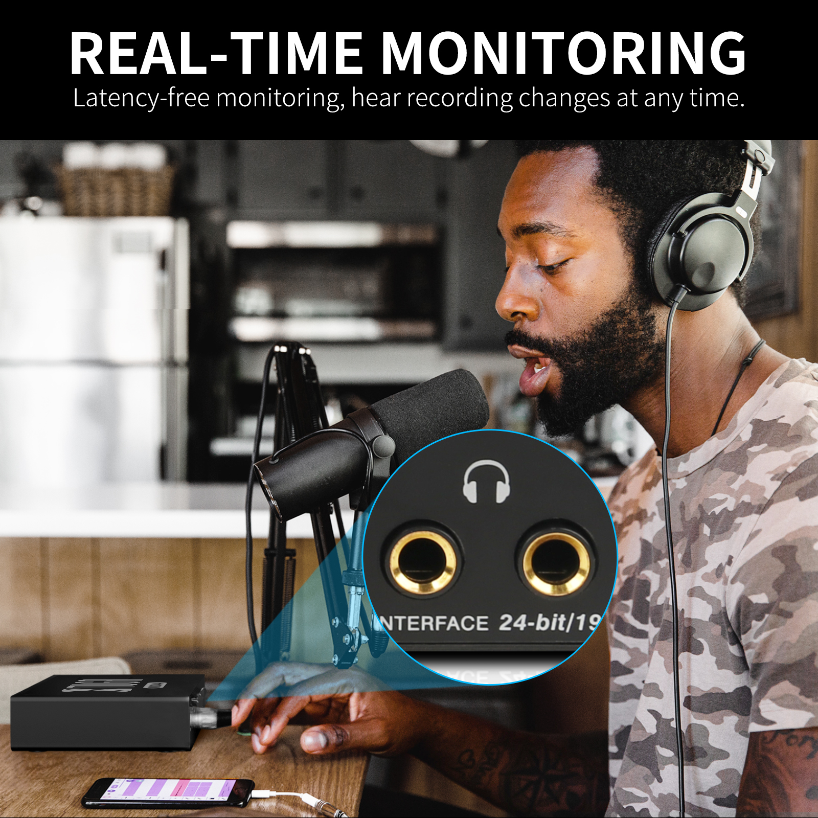 XTUGA MD44 4 Channel Professional Audio Interface Stereo/Mono USB Sound ...