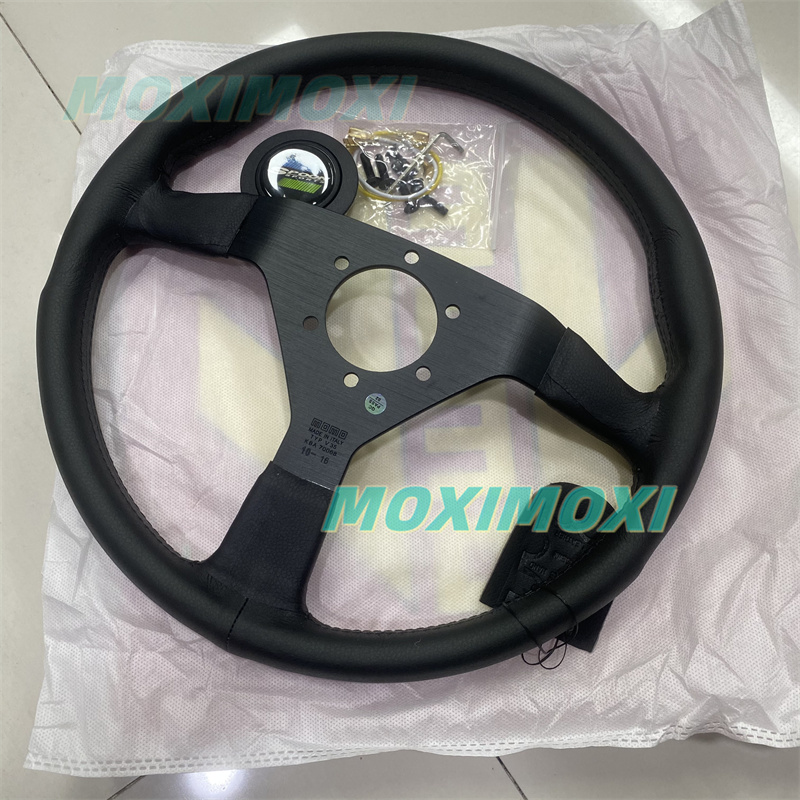 MOMO V1 Style Spoon Sports Genuine Leather Drift Sport Car Steering ...