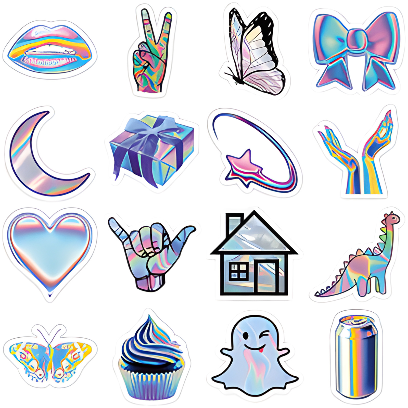 102 pcs Unique Creative Holographic Stickers, Pretty Cool Aesthetics ...