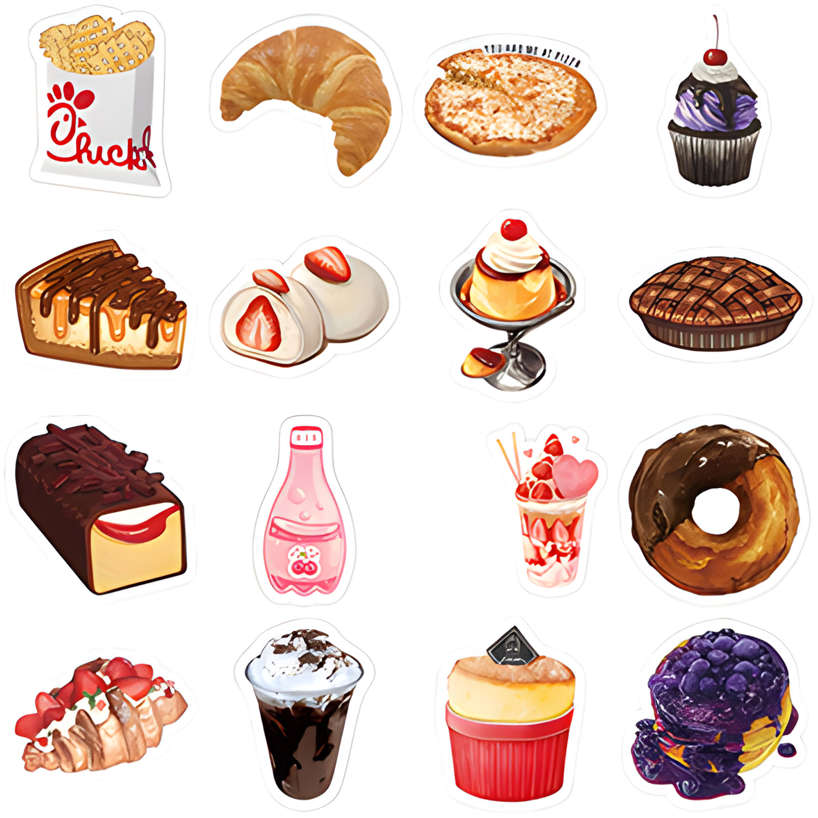 103 pcs Unique Creative Dessert Drink Snack Stickers, Cool Aesthetics ...