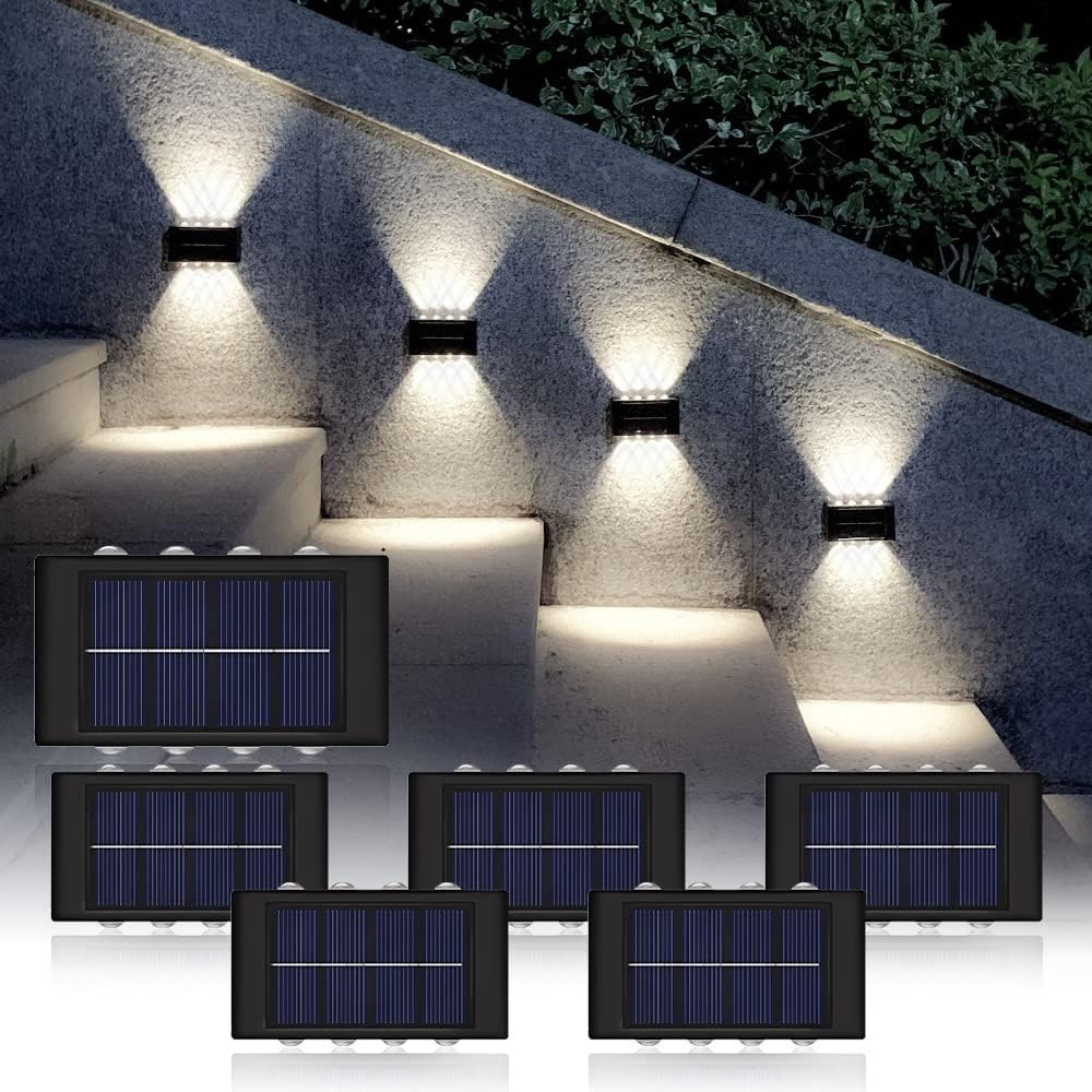 6/8/10 LED Solar Up And Down Wall Lights, Outdoor Waterproof LED Step ...